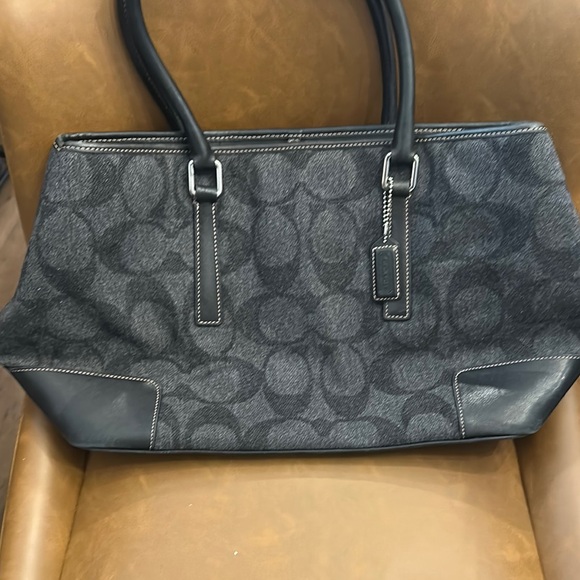 Coach | Bags | Coach Black Tote Bag With Signature Monogram | Poshmark